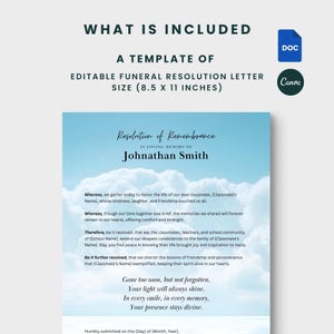 Funeral Resolution Letter for Classmate, Memorial Resolution for Friend ...