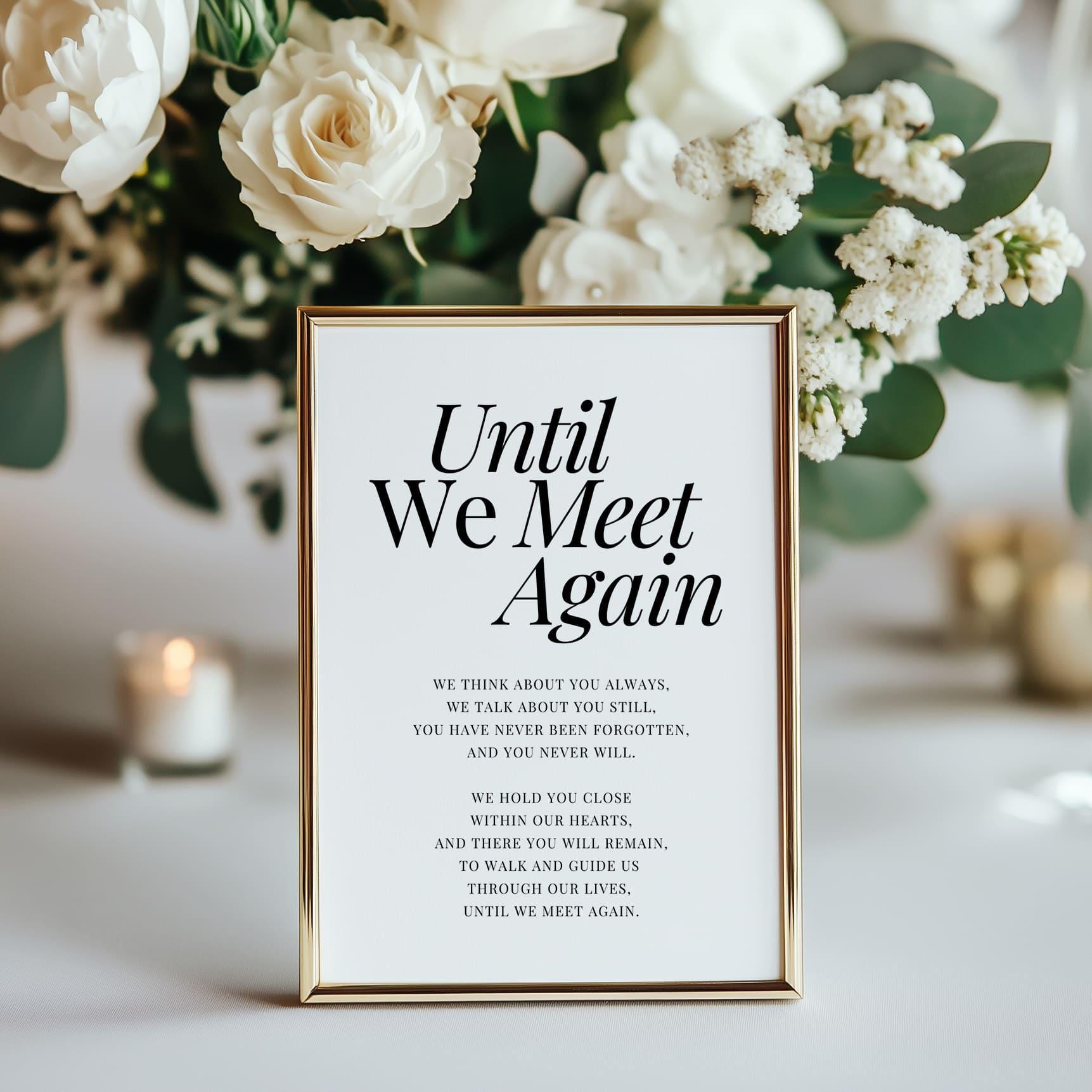 Funeral Poem, Funeral Favors Sign, Verse Until We Meet Again for ...