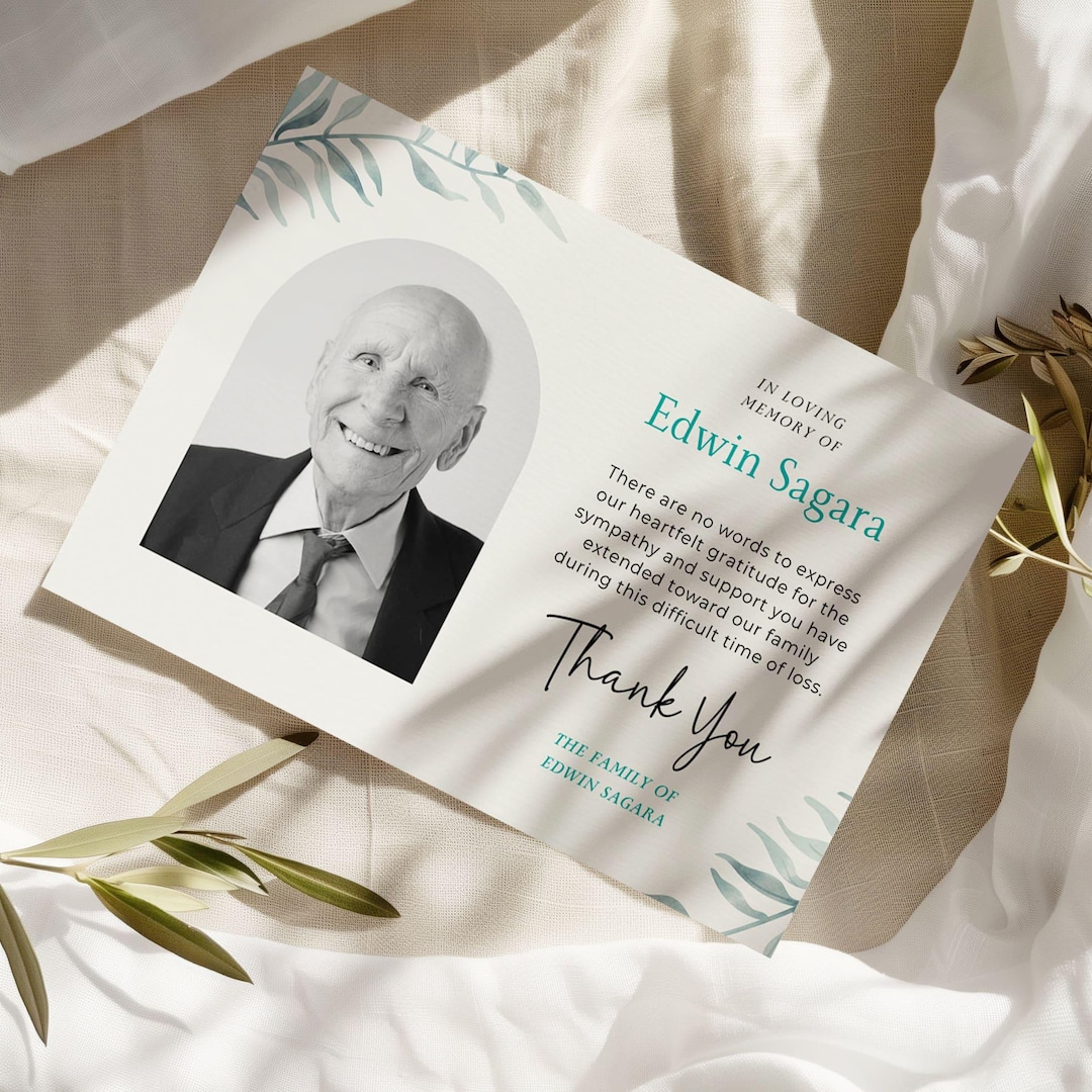 Minimal Memorial Thank You Card Template, Simple Funeral Thank You Card ...