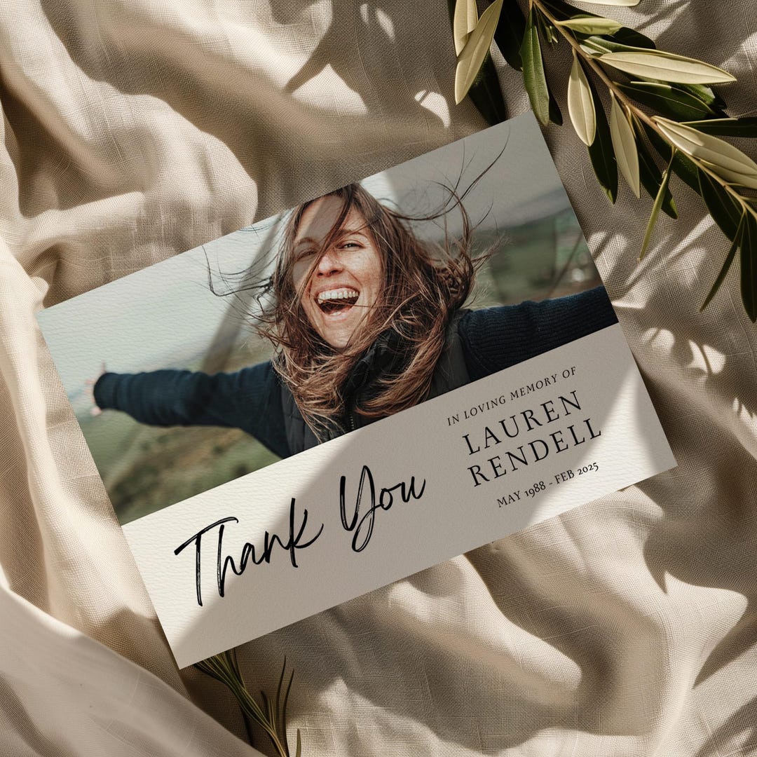 Minimal Memorial Thank You Card Template, Simple Funeral Thank You Card ...