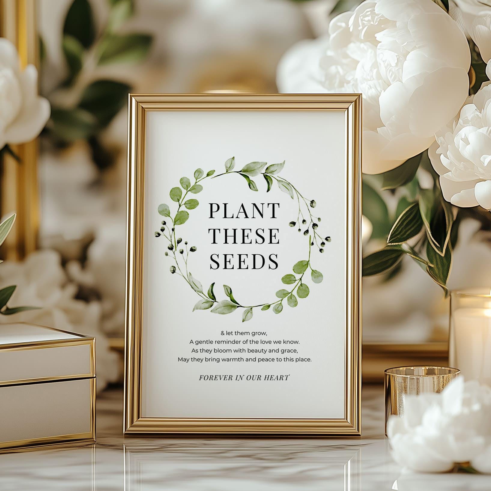 Funeral Favors Sign, Funeral Poem, Verse Plant These Seeds for ...