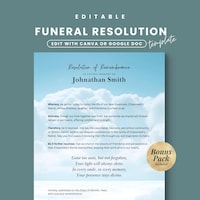 Funeral Resolution Letter for Classmate, Memorial Resolution for Friend ...