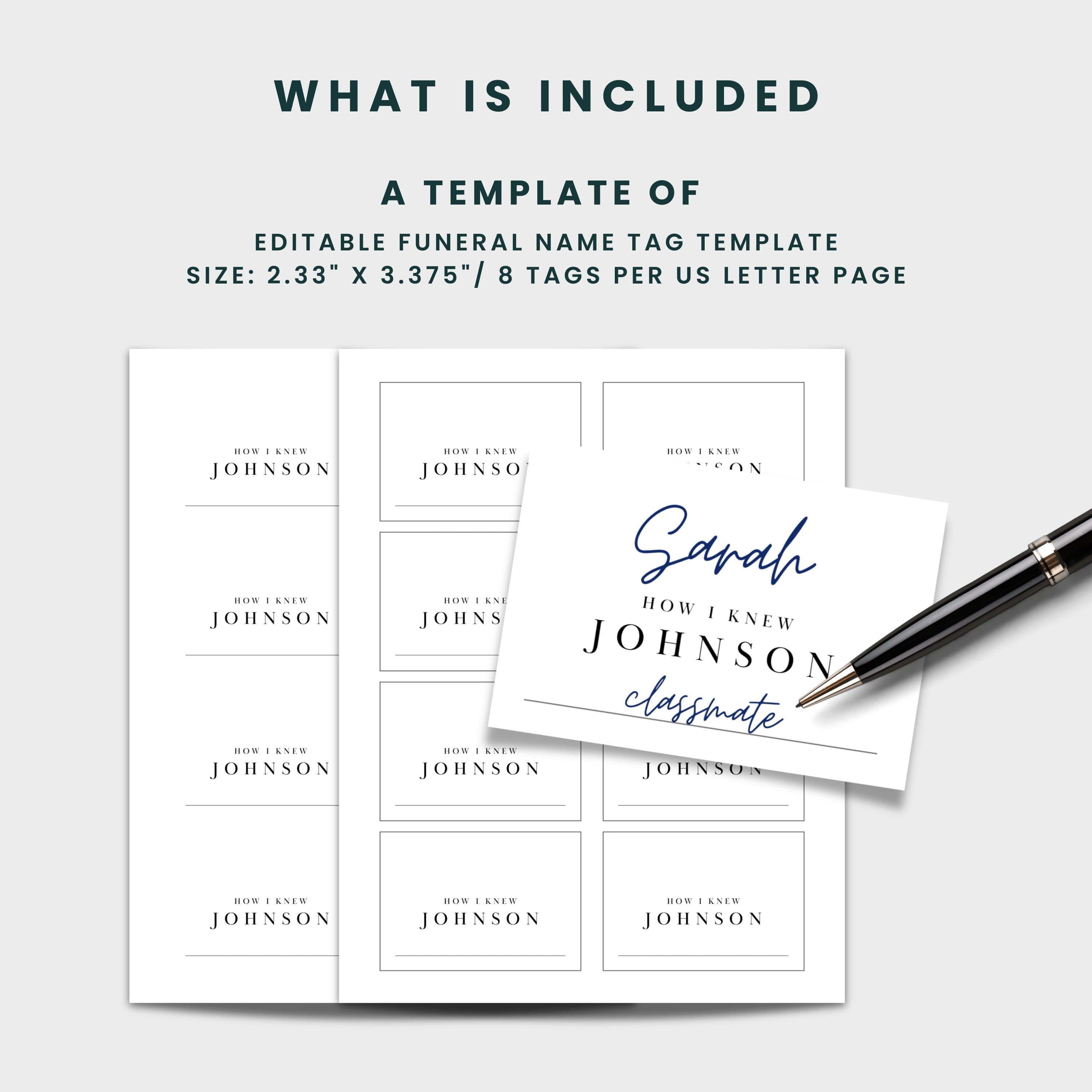 Funeral Name Tags, Celebration of Life Customized Name Badge, Memorial ...