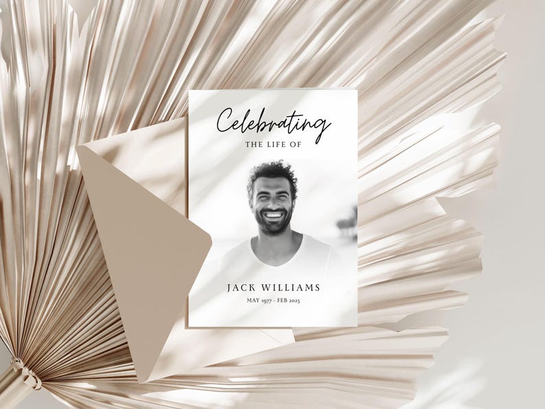 Minimalist Funeral Program, Modern Obituary Template, Celebration of ...