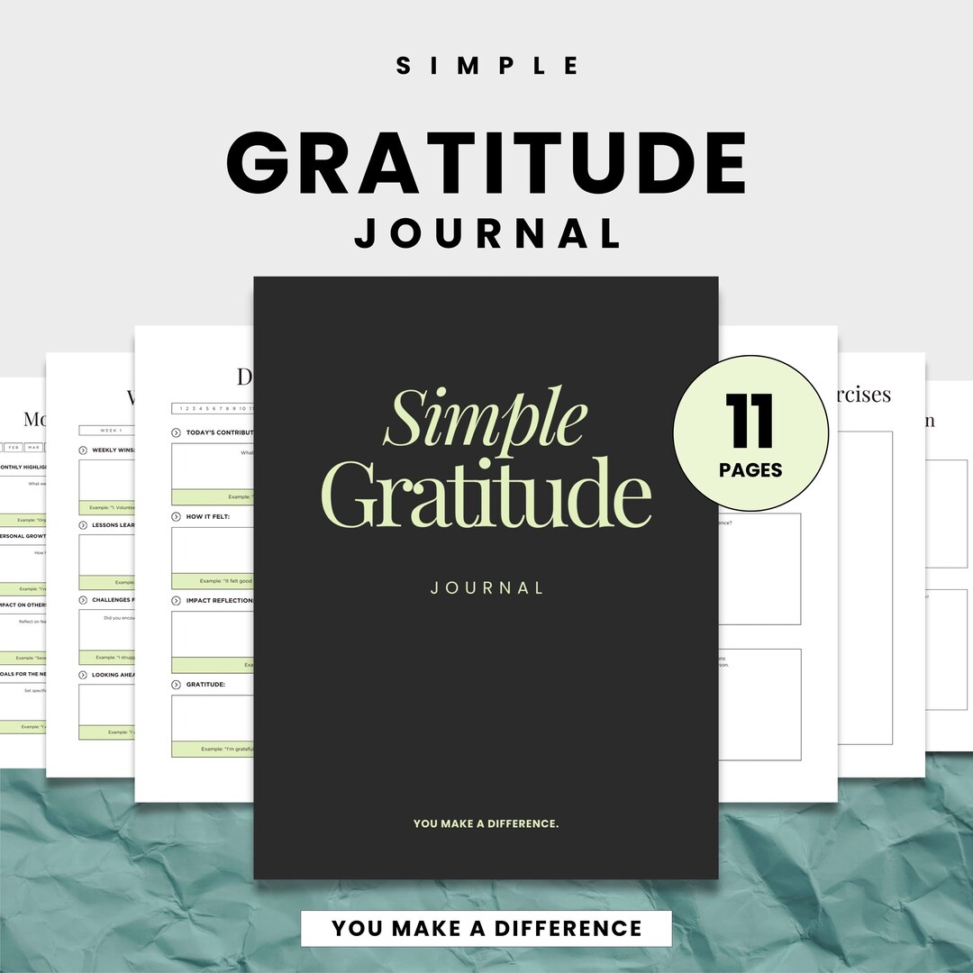 Weekly Gratitude Journal Printable, Daily Gratitude Log, Thankfulness ...