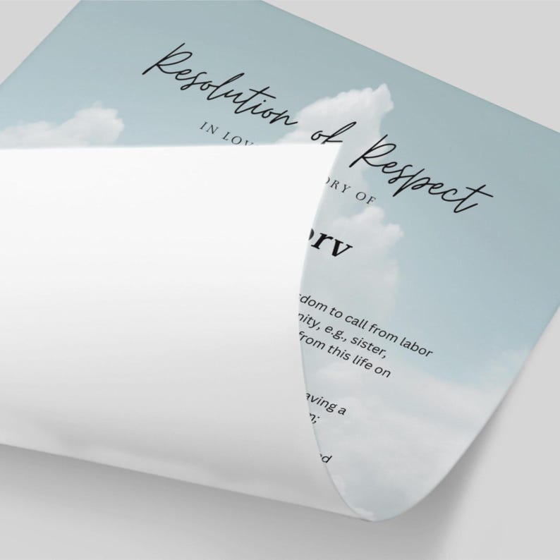 Funeral Resolution Letter, Memorial Resolution, in Loving Memory ...