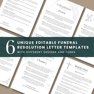 Funeral Resolution Letter Bundle, Memorial Resolution, in Loving Memory ...