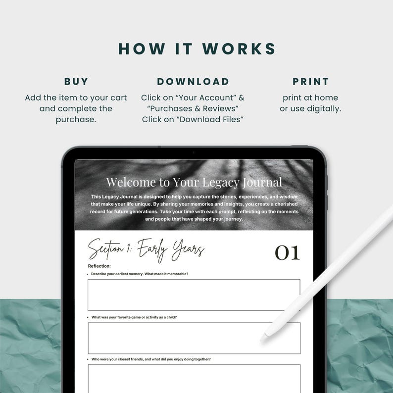 Legacy Journal Printable, A Guided Life Story Journal, Tell Me Your ...