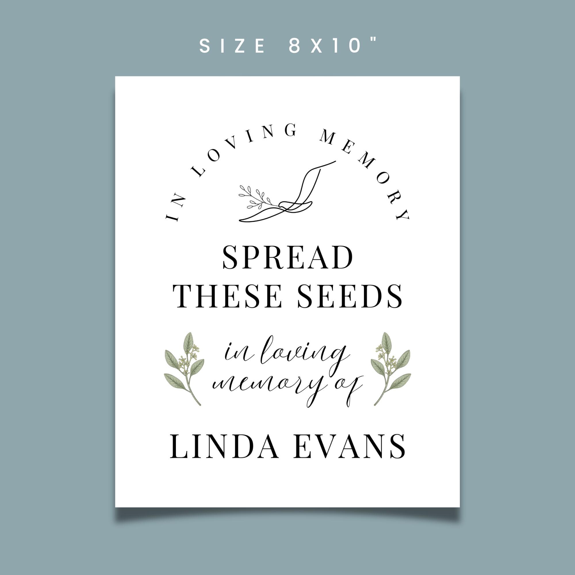 Custom Poem for Funeral, Funeral Favors Sign, Verse Spread These Seeds ...