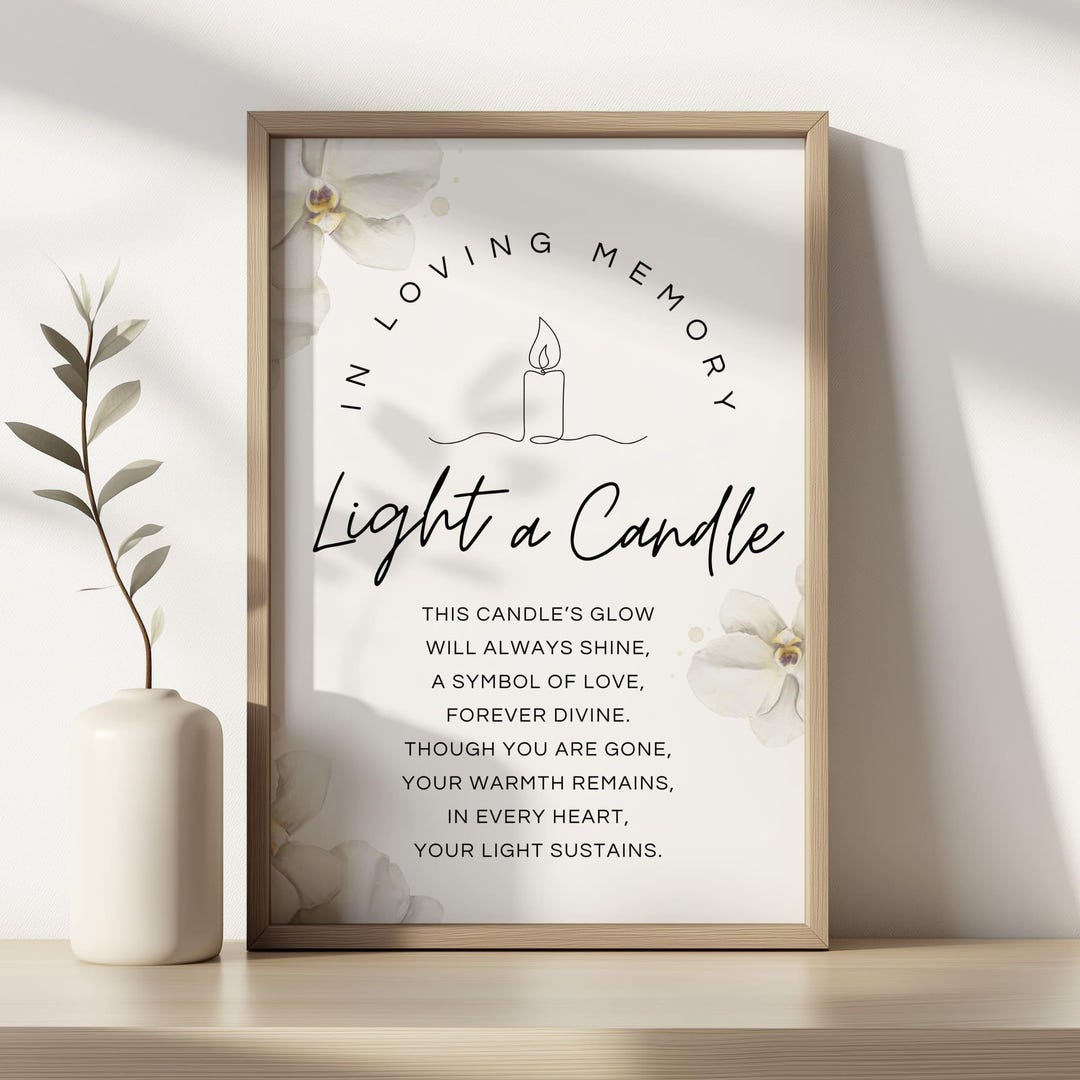 Funeral Candle Favor Sign, Funeral Wake Ideas, Please Take One Sign ...