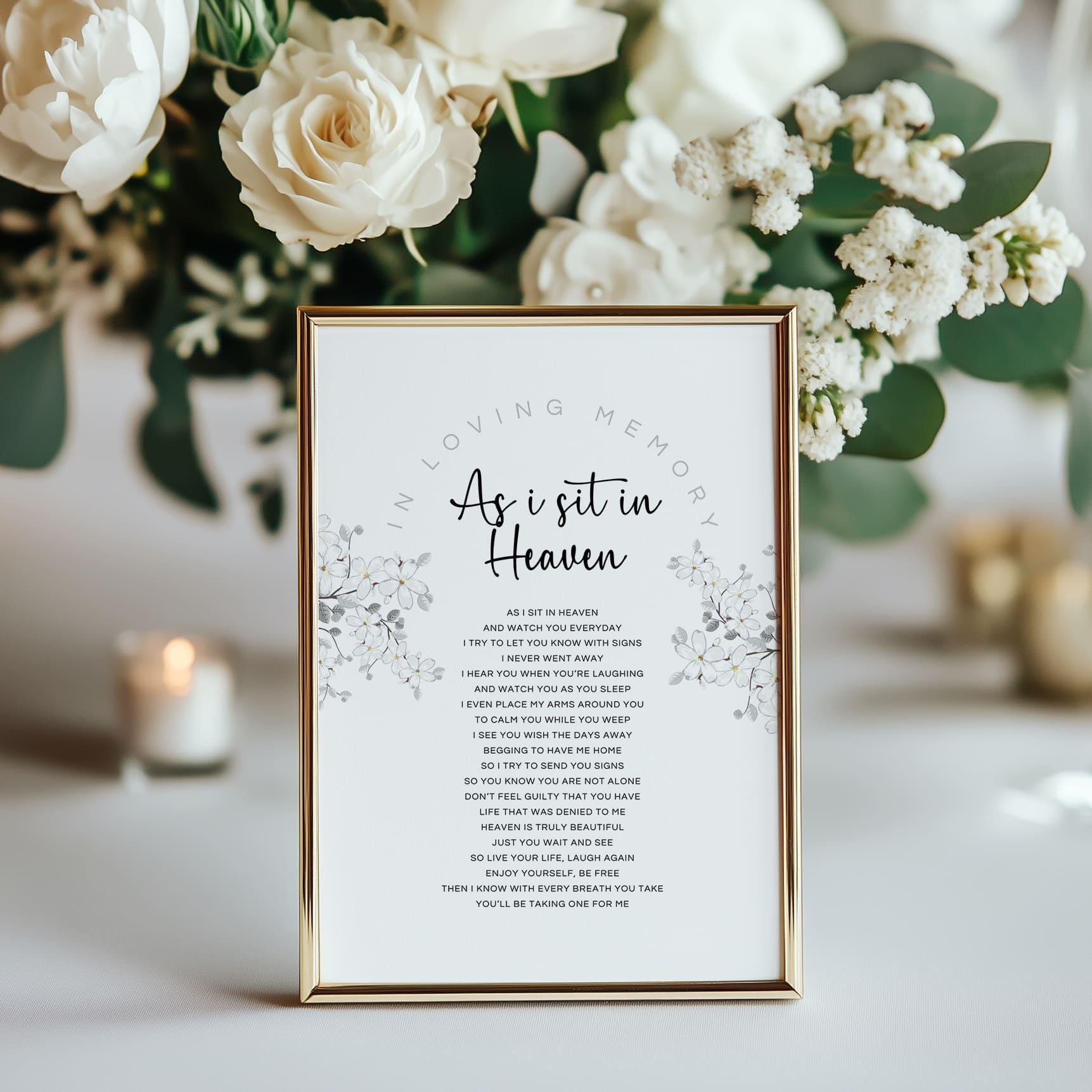 Funeral Poems, Funeral Favors Sign, Memorial Quotes, Memorial Keepsakes ...