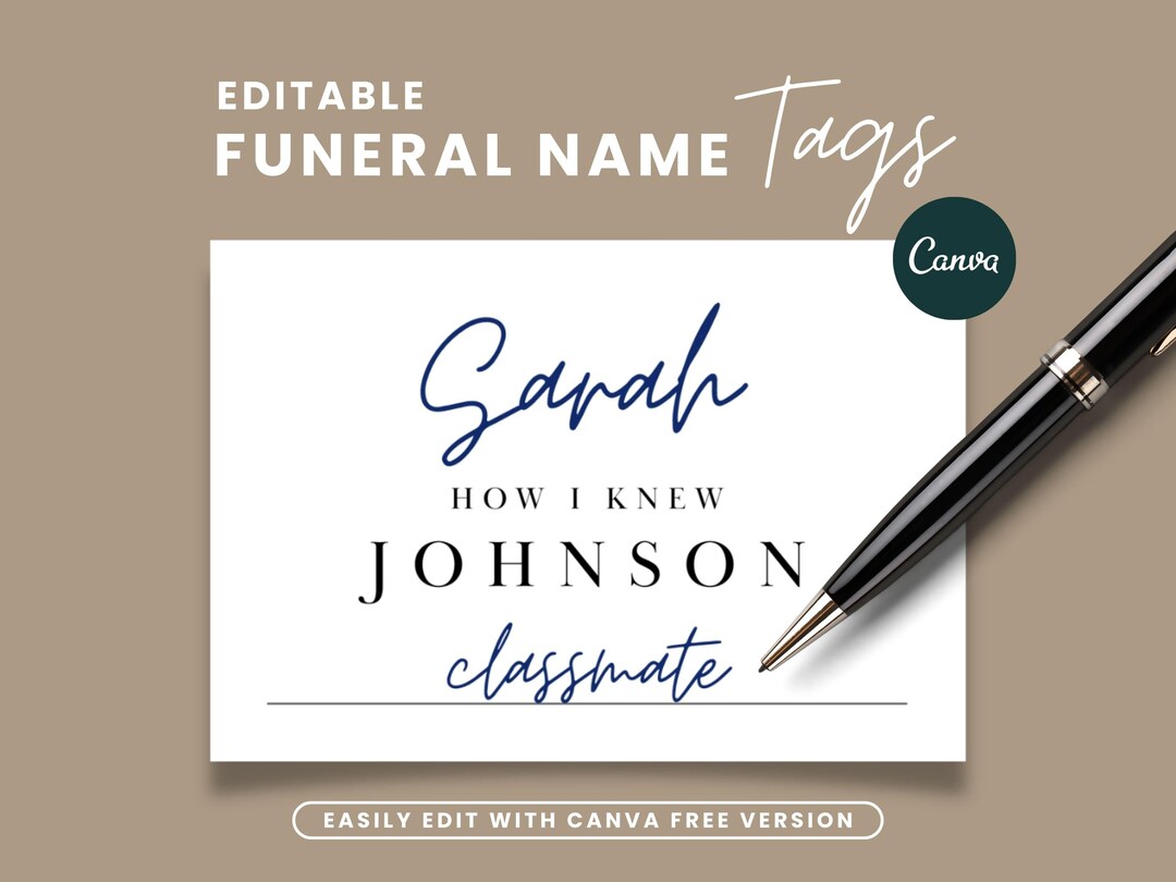 Funeral Name Tags, Celebration of Life Customized Name Badge, Memorial ...