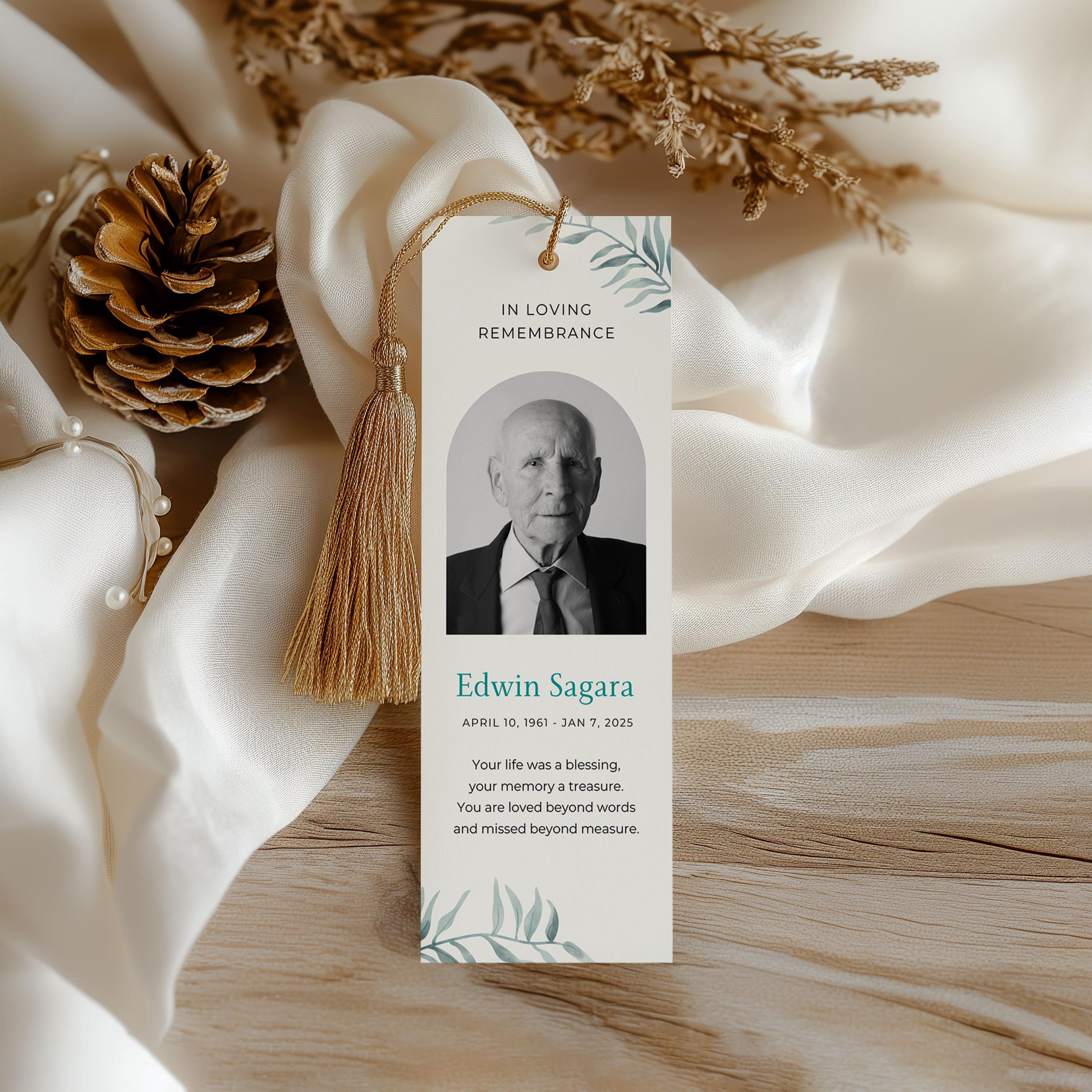 Funeral Bookmark, Funeral Favors, Celebration of Life Favors, Funeral ...
