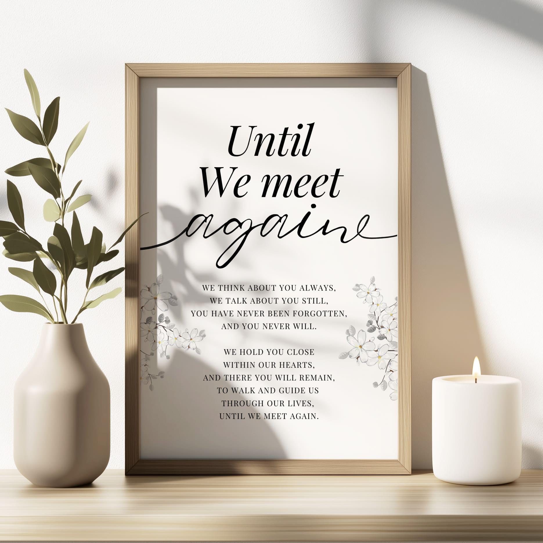 Funeral Poem, Funeral Favors Sign, Verse Until We Meet Again for ...