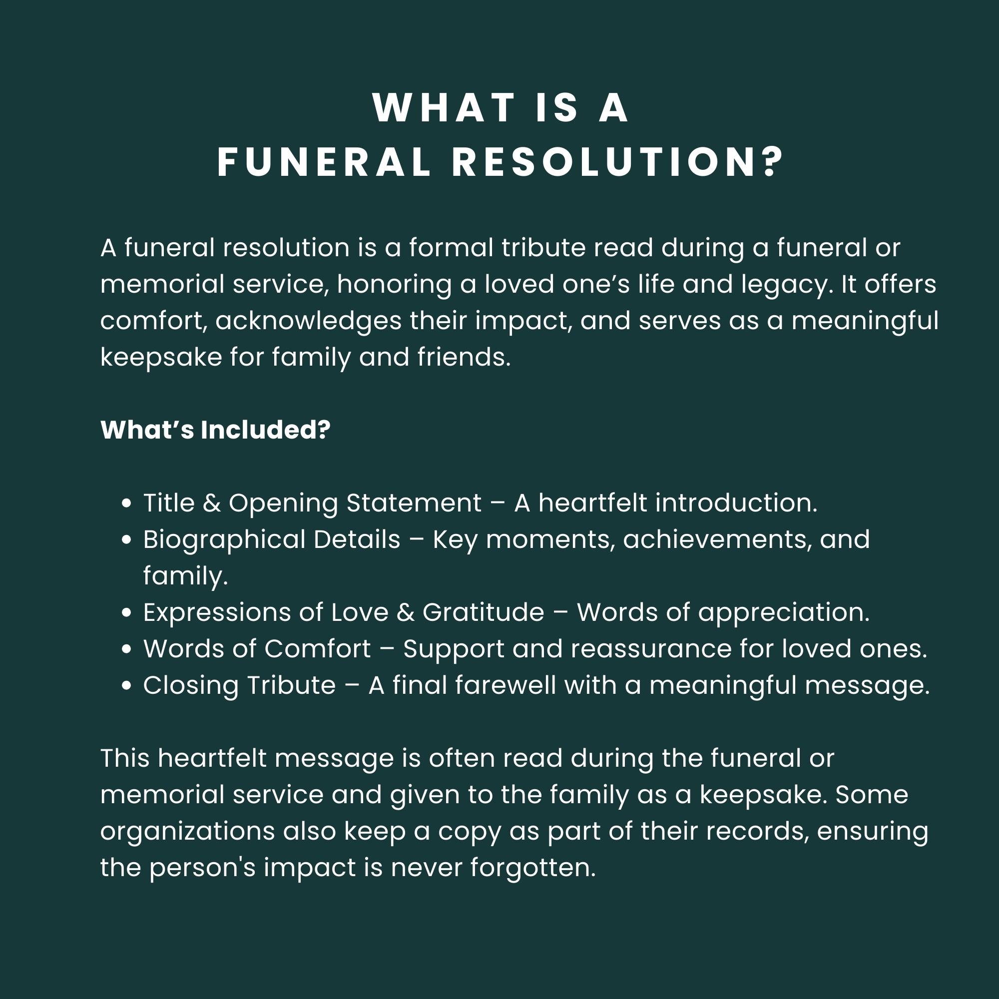 Funeral Resolution Letter Bundle, Memorial Resolution, in Loving Memory ...