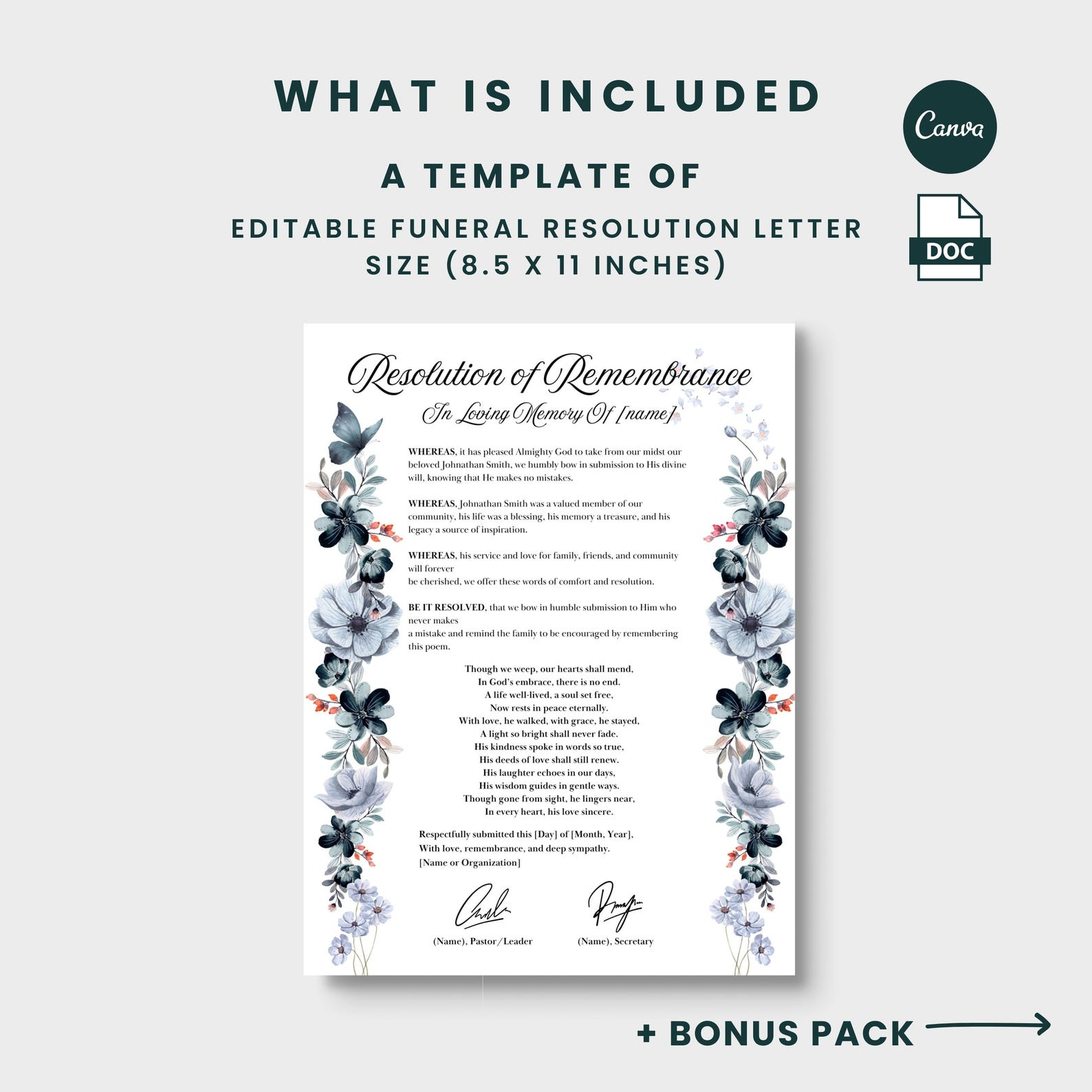 Funeral Resolutions for Black Churches, Memorial Resolution, in Loving ...