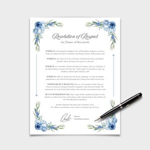 Funeral Resolutions for Classmates, Memorial Resolution, in Loving ...