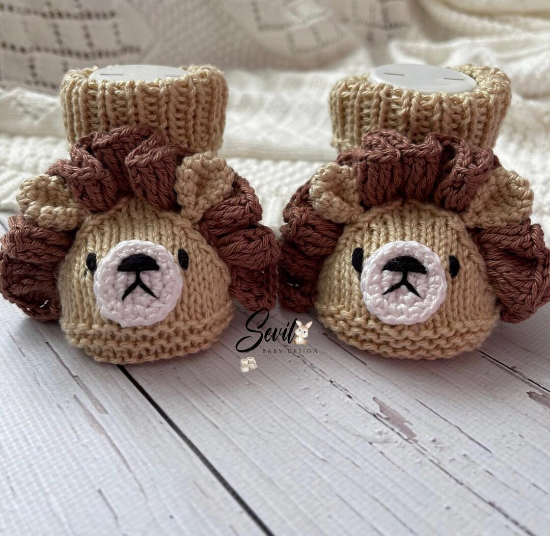Crochet Lion Baby Booties: Handmade Cotton Knit Animal Slippers - Etsy