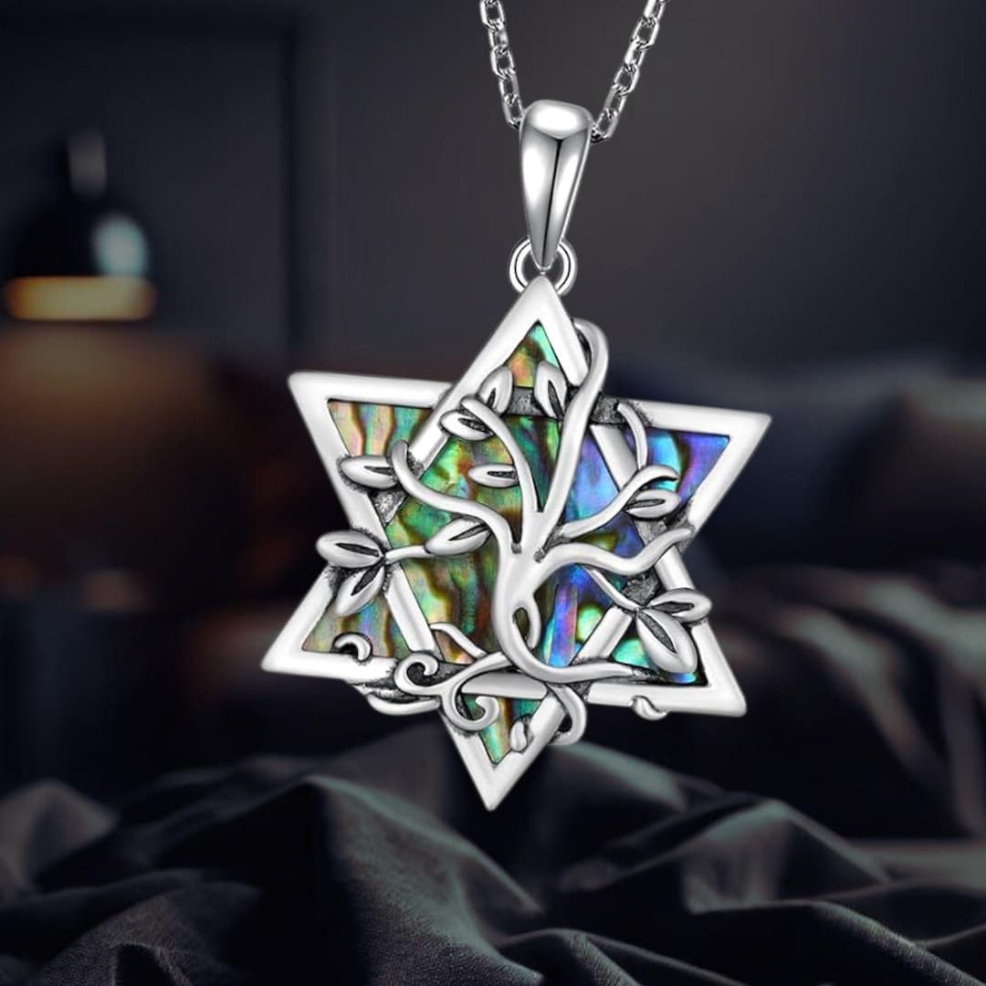 Star of David Abalone Shell Necklace 925 Sterling Silver Star of David ...