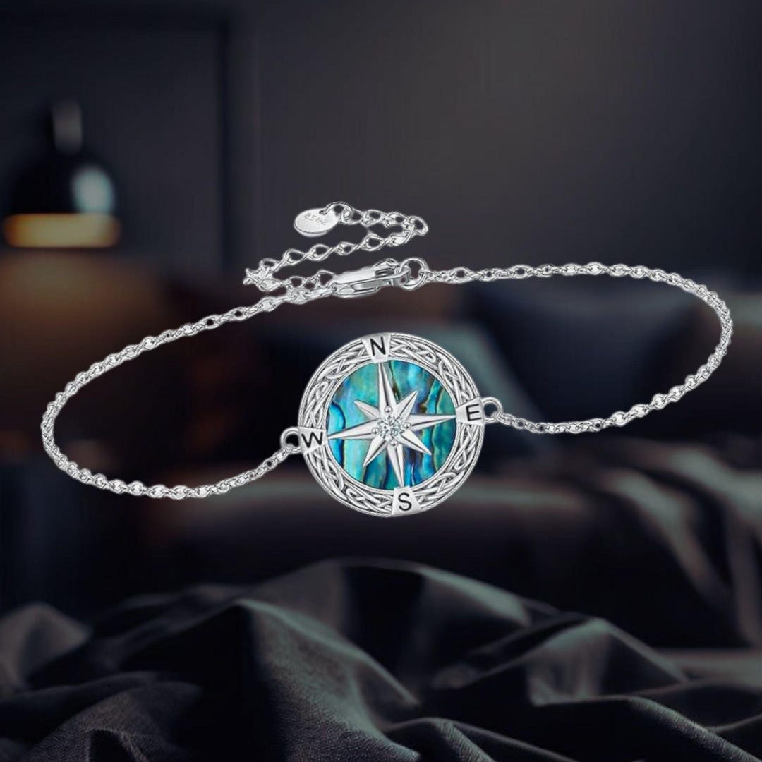 925 Sterling Silver Celtic Knot Compass Bracelet for Women Compass ...