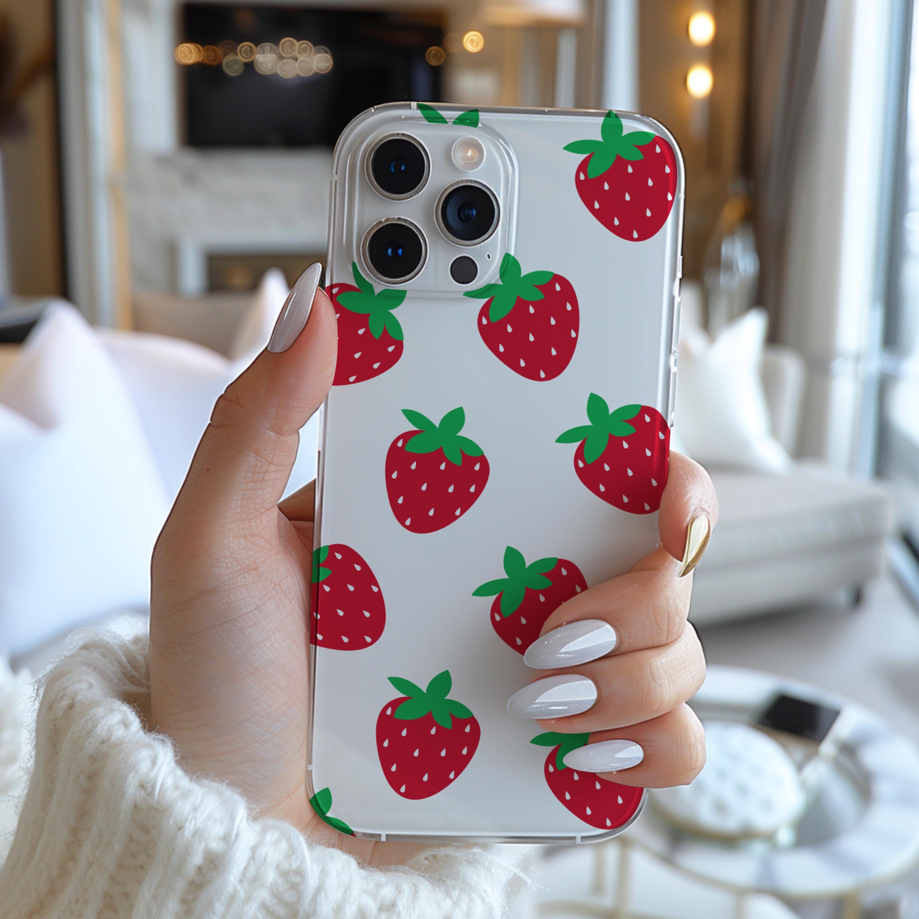 Cute Strawberry Design, Transparent Phone Cover, Clear Protective Case ...