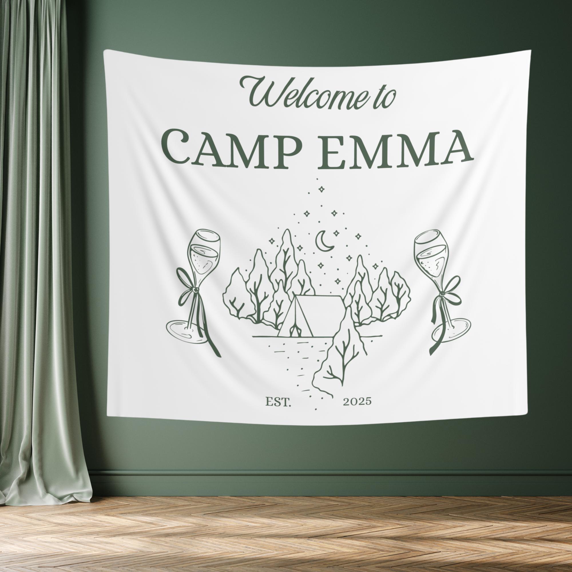 Custom Camp Party Banner Personalized Welcome to Camp Tapestry Camping ...