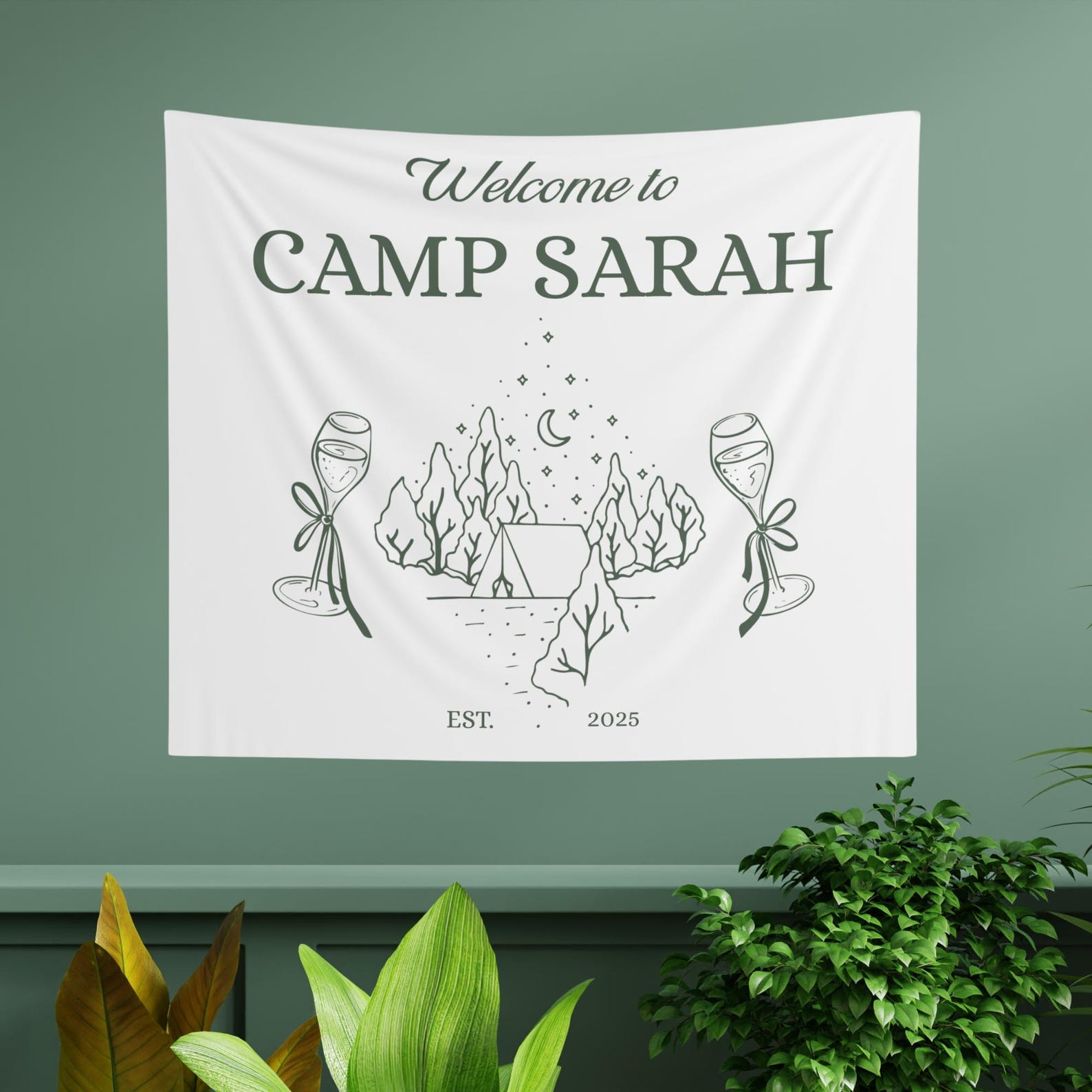 Custom Camp Party Banner Personalized Welcome to Camp Tapestry Camping ...