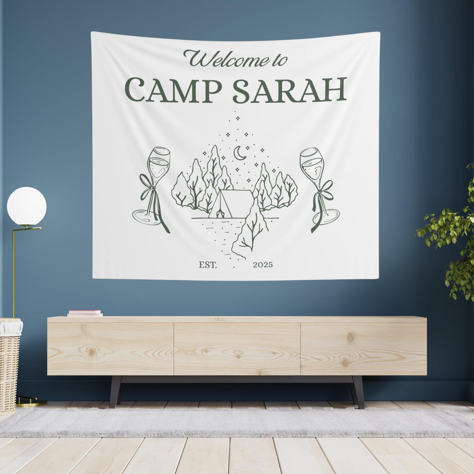 Custom Camp Party Banner Personalized Welcome to Camp Tapestry Camping ...