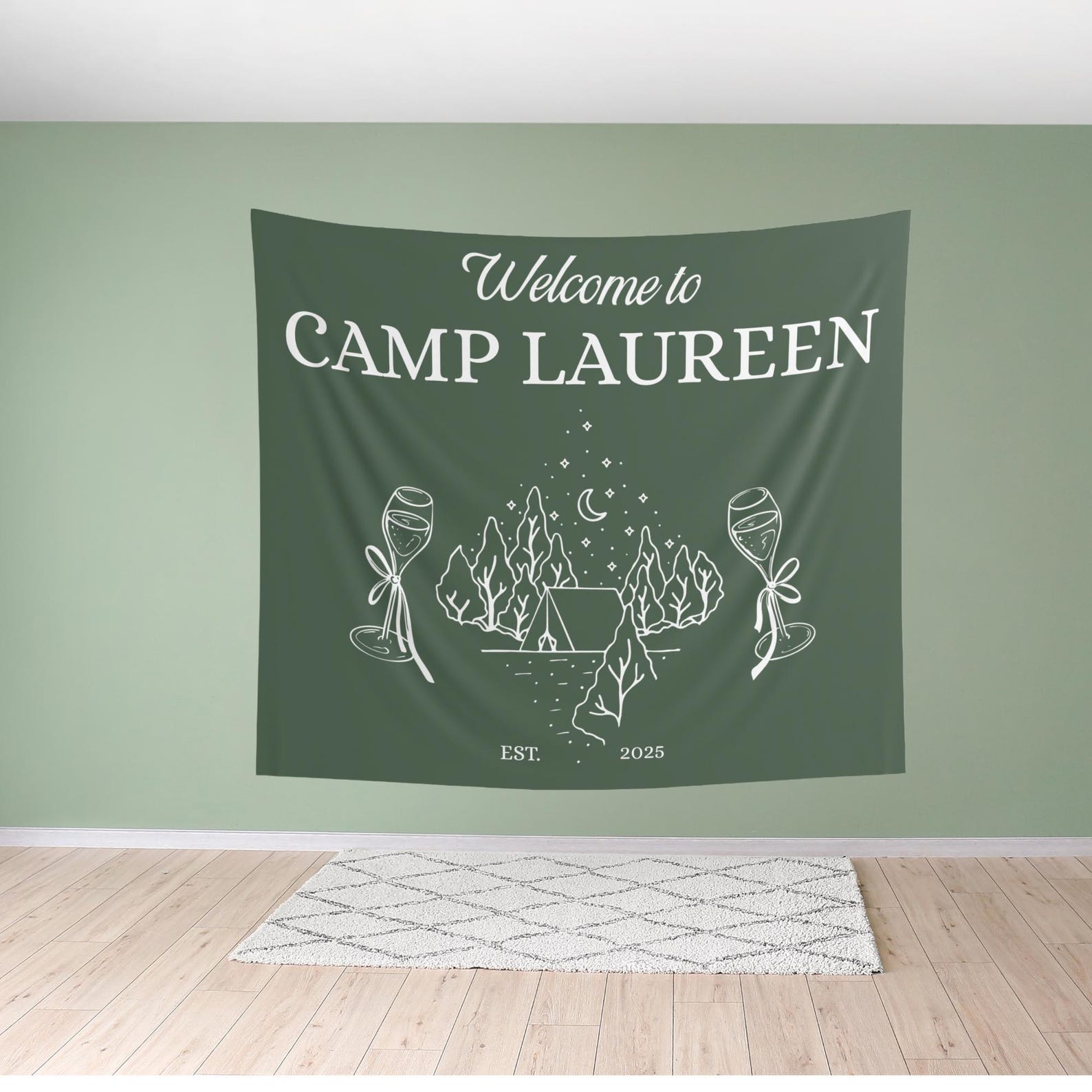 Custom Camp Party Banner Personalized Welcome to Camp Tapestry Camping ...