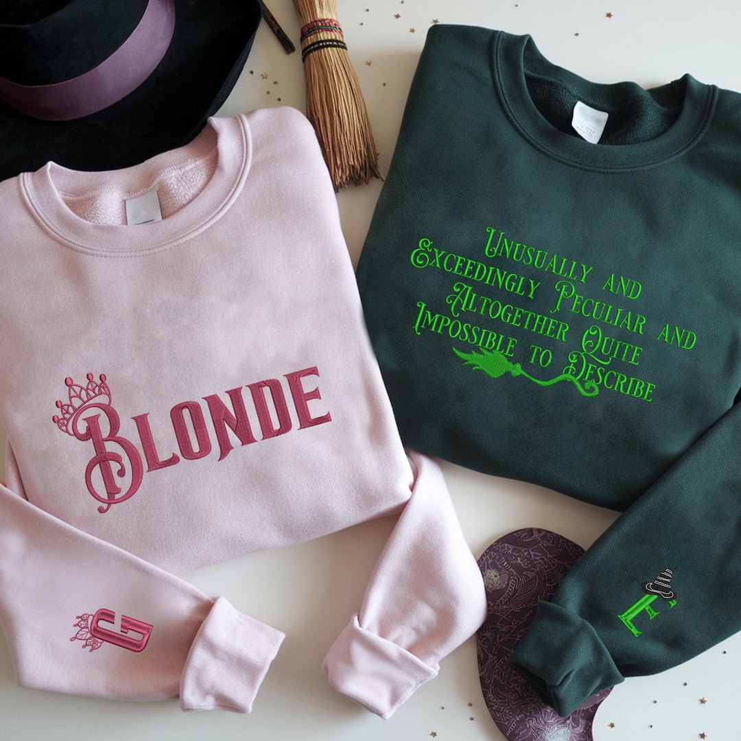 Elphaba Glinda Wicked Duo Embroidered Sweatshirts, Blonded Glinda ...