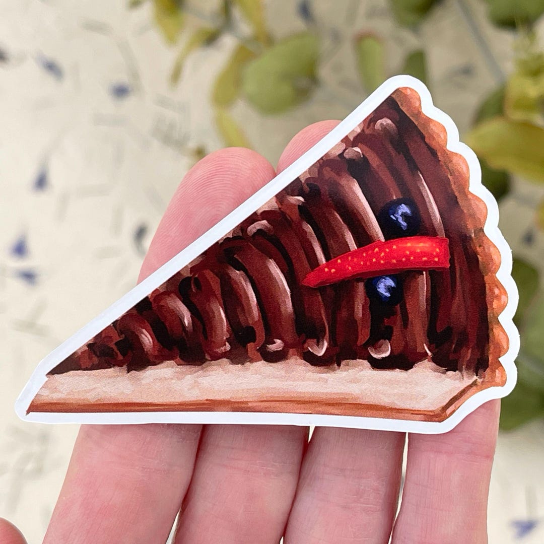 Chocolate Tart Vinyl Sticker | Realistic Dessert Illustration, Sweet ...