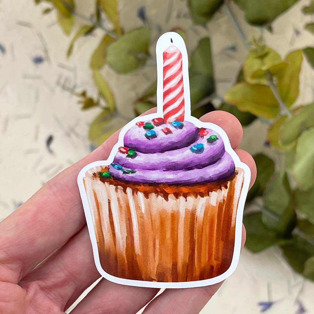 Birthday Cupcake Vinyl Sticker – Hand-drawn Waterproof Die-cut With ...