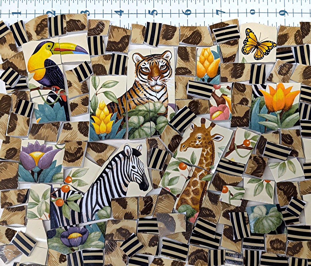 Jungle Boogie - Everything Wild - Hand Cut Broken China Mosaic Tiles - Etsy