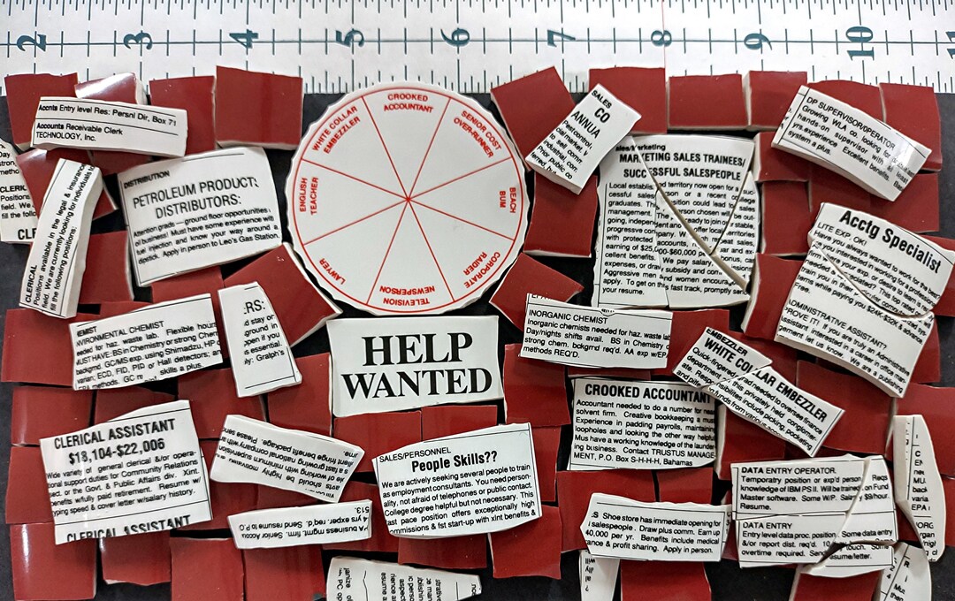 HELP WANTED – Funny Ads - Hand Cut Broken Ceramic Mosaic Tiles - Etsy
