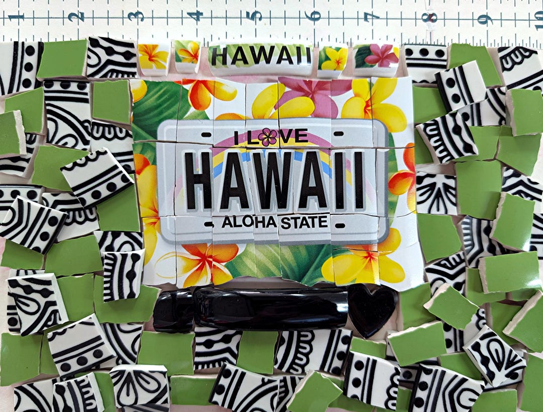 I LOVE Hawaii – Hand Cut Broken Ceramic China Mosaic Tiles - Etsy