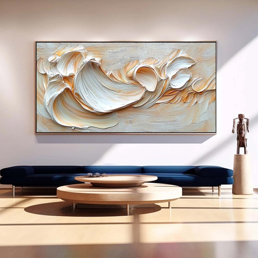 Abstract 3D Ripple Textured Wall Art, Original Mid Century Minimalist ...