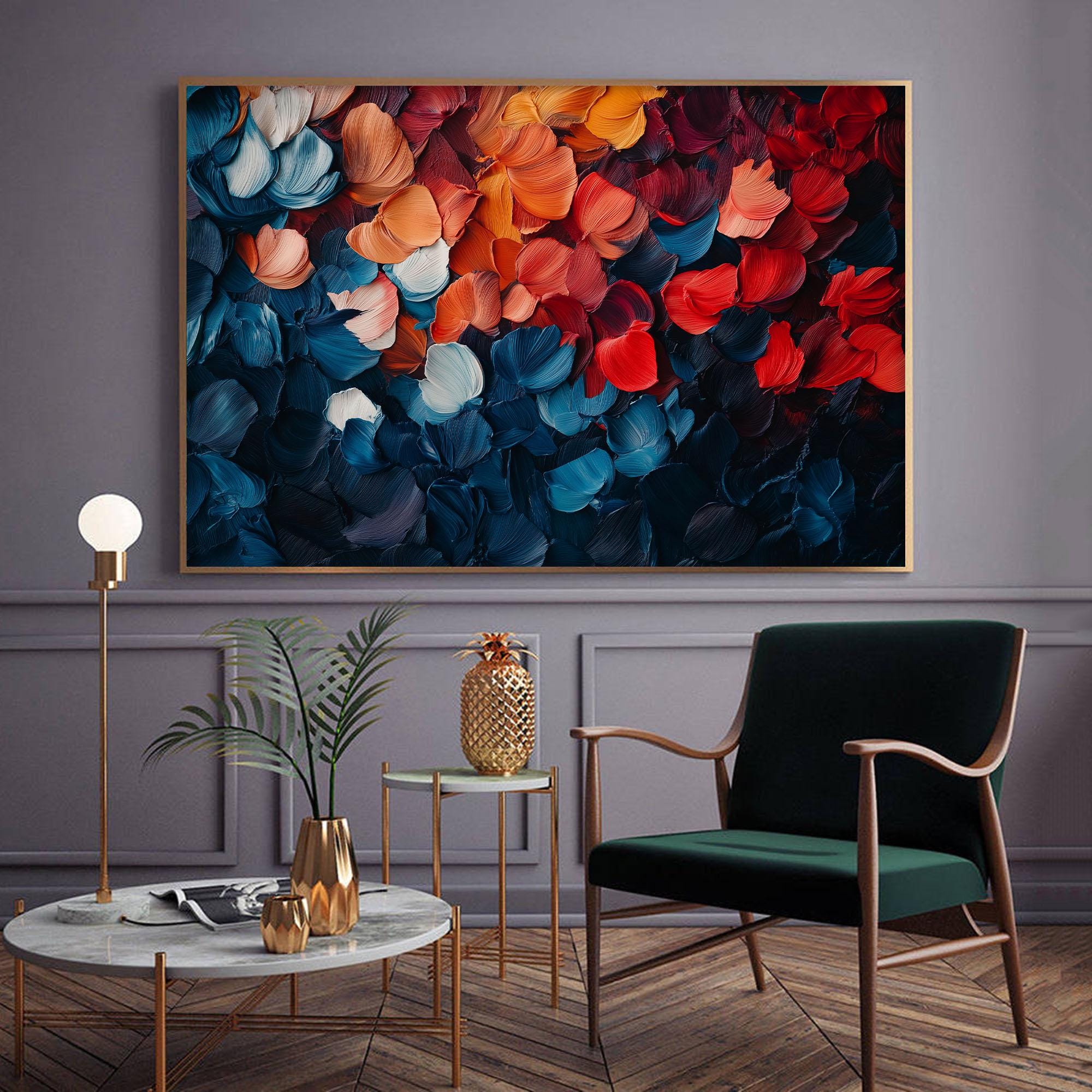 Abstract 3D Colorful Petal Texture Canvas Oil Painting, Original Petal ...