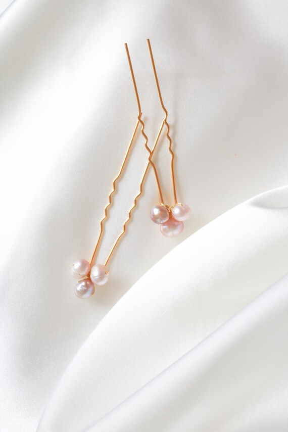 Pearl Hairpin Blush Hairpin Fresh Water Pearl Hairpin - Etsy UK