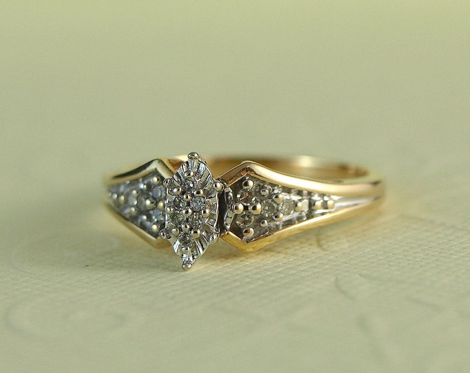Vintage Diamond Marquise Illusion Cluster Engagement Ring C.1940s in ...