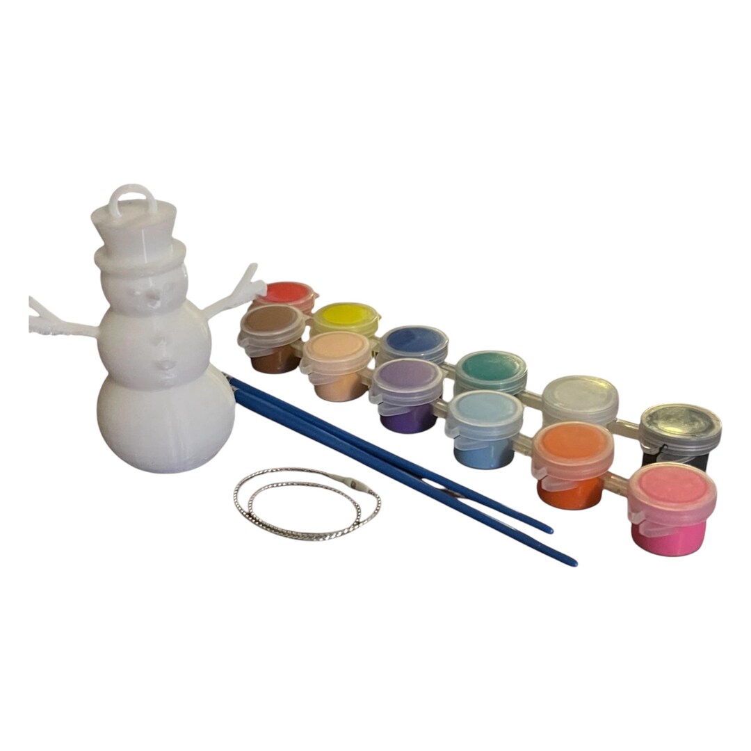 DIY Paint Your Own Snowman Ornament Kit 3D Printed With Acrylic Paints ...