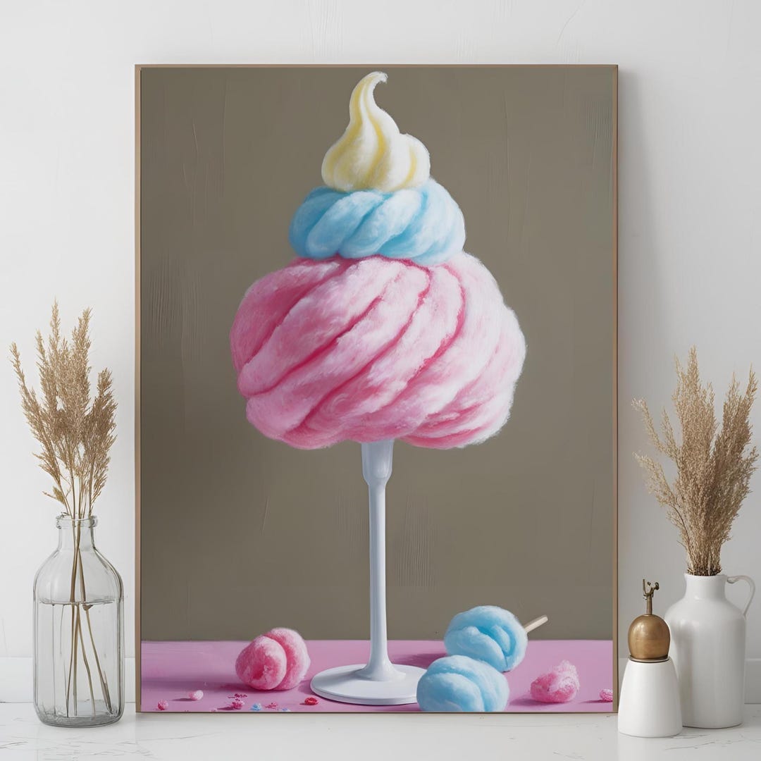 Cotton Candy Wall Art – Playful Dessert Print, Pastel Sweet Treats, Fun ...