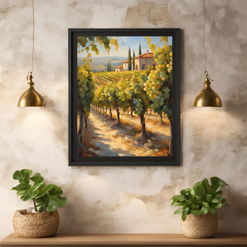 Italian Vineyard Wall Art Italian Style Tuscan Countrysade Grapes Rural ...