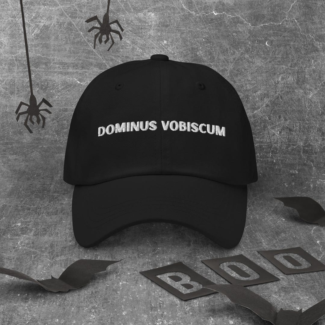 Dominus Vobiscum Latin Text Embroidery Hat, Dominus Vobiscum" is a ...