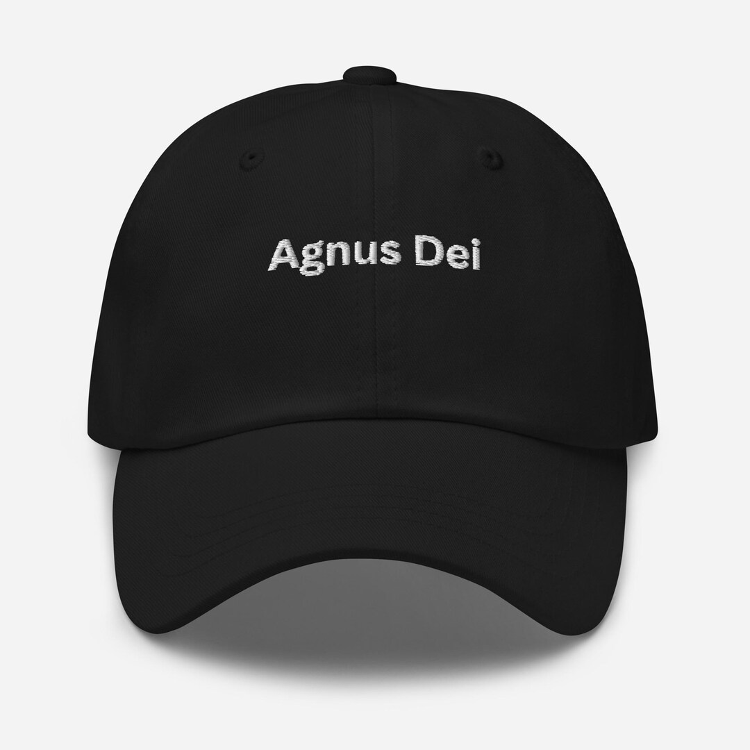 Agnus Dei Latin Text Embroidery Hat, Agnus Dei," Meaning "lamb of God ...