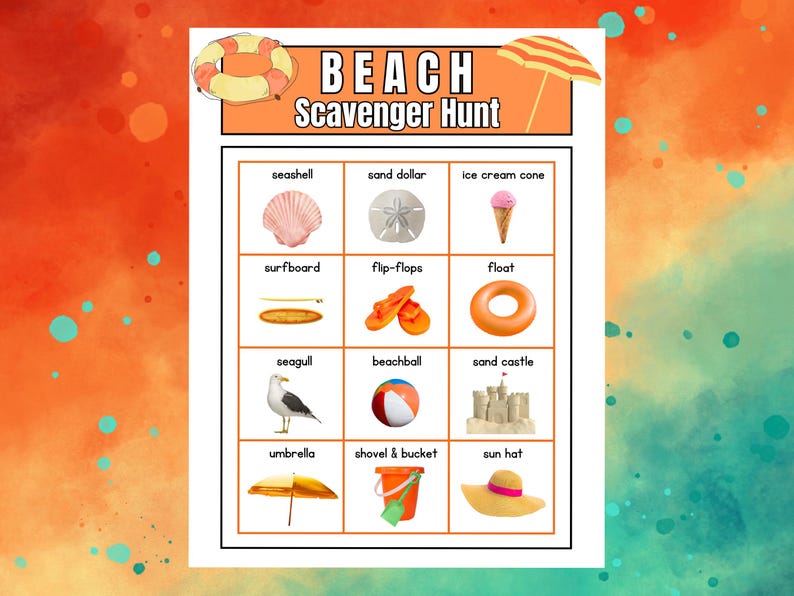 Printable Beach Scavenger Hunt for Kids · Outdoor Scavenger Hunt · Kids ...