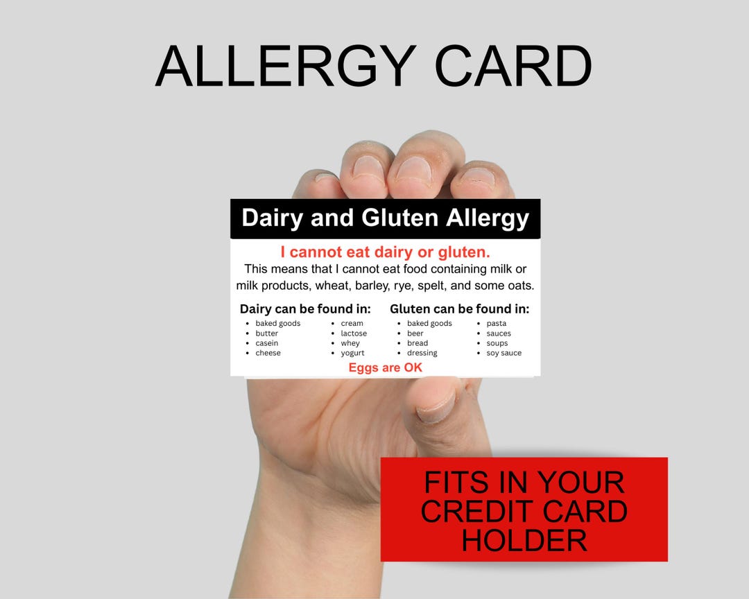 Food Allergy Alert Card: Restaurant/caregiver Notification (PDF ...