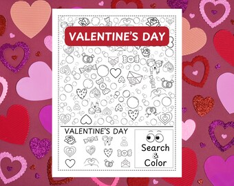 Printable I Spy, Coloring Page, Valentines Day - Etsy