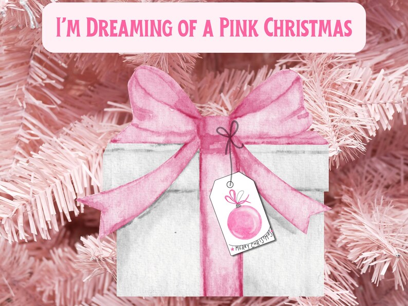 Pink Christmas Gift Tags Printable, Pinkmas Gift Tags, Pink Christmas ...