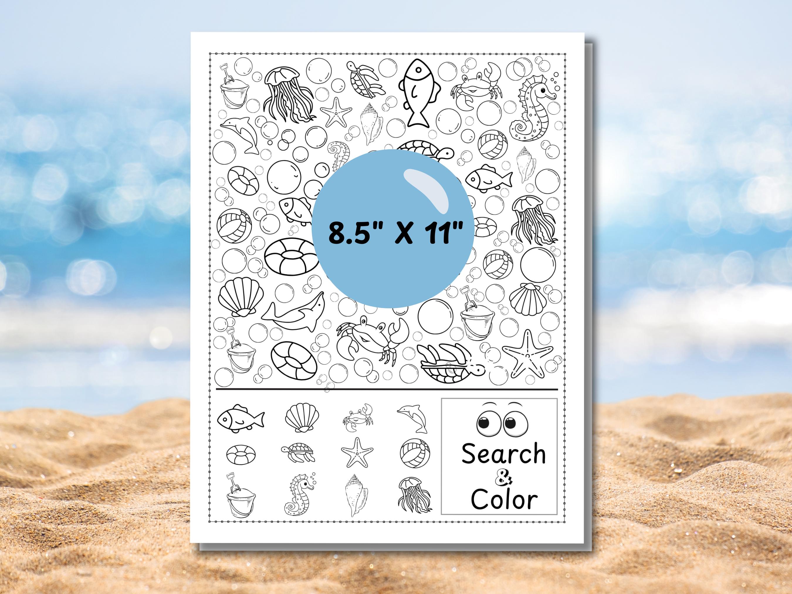 Fun Beach Seek & Find Game for Kids, Printable Activity Page, Coloring ...