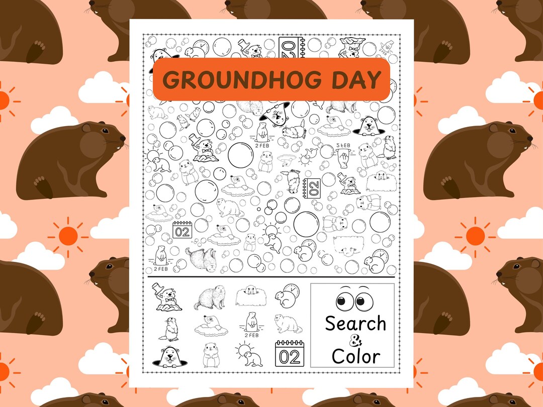 Groundhog I Spy Kid Activity, Seek & Find, Printable Coloring Activity ...